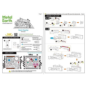 Metal Earth Farm Tractor 3D Metal Model Kit Bundle with Tweezers Fascinations
