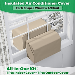 Forestchill 2 Pcs Window Air Conditioner Cover for U-shaped Window AC Unit, Upgraded Insulated Outdoor & Indoor Window AC Covers Set, Full Coverage and Weatherproof for Winter