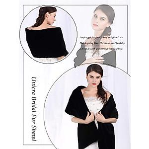 Aukmla Long Wedding Faux Fur Wraps and Shawls Wedding Bridal Stole for Brides and Bridesmaids