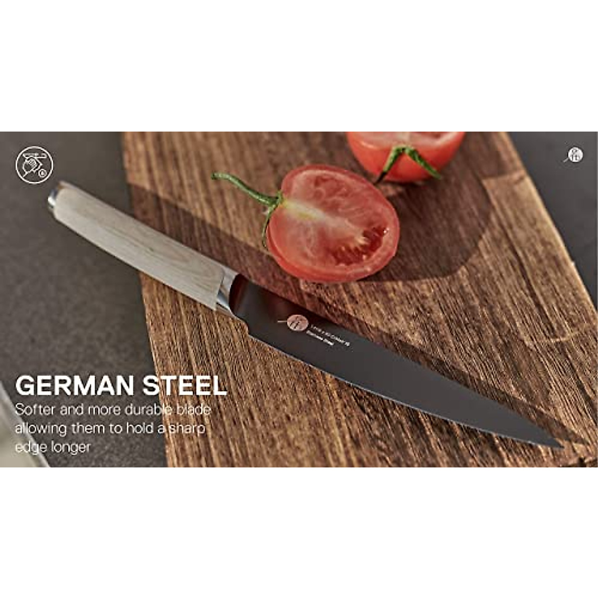 Everdure German Steel Professional Utility Knife, 6 Inch Knife with Titanium Coated Blade and Pakka Wood Handle, Perfect Kitchen Knife for Slicing Sandwiches, Cheese, Vegetables, and More