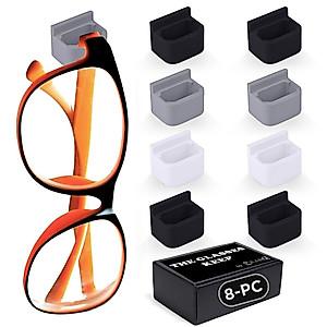 Gearu Glasses Keep - 8 Pack Glasses Holder and Eyeglass Holder for Protective Eyewear, Reading Glasses and Sunglasses. Adhesive Eyeglasses Holder Great for Your Desk, Nightstand, Car, and Workshop.