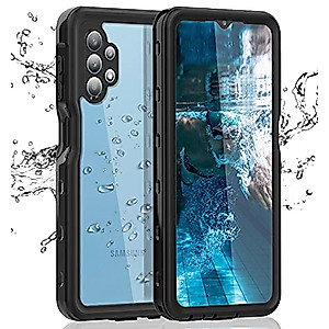 Samsung Galaxy A32 5G Waterproof Case with Built-in Screen Protector Dustproof Shockproof Drop Proof Case, Rugged Full Body Underwater Protective Cover for Samsung Galaxy A32 5G (Black)