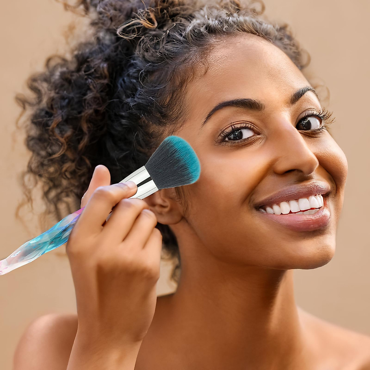 Makeup Brushes, 10PCs Professional Cosmetic Brush Set Special Shiny Foundation Face Powder Brush Eyeshadows Blending Blush Brushes Colorful Plastic Handle (Blue)