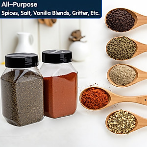 ZILAMGOO Dicunoy 16-Pack 17oz Plastic Spice Containers with Shaker Lids - Reusable Airtight Food Storage Jars for Spices, Powder, Bulk Pantry Organization (Clear PET, 500ml)