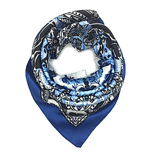 YOUR SMILE Silk Like Scarf Women's Fashion Pattern Large Square Satin Headscarf Head Dress (206)