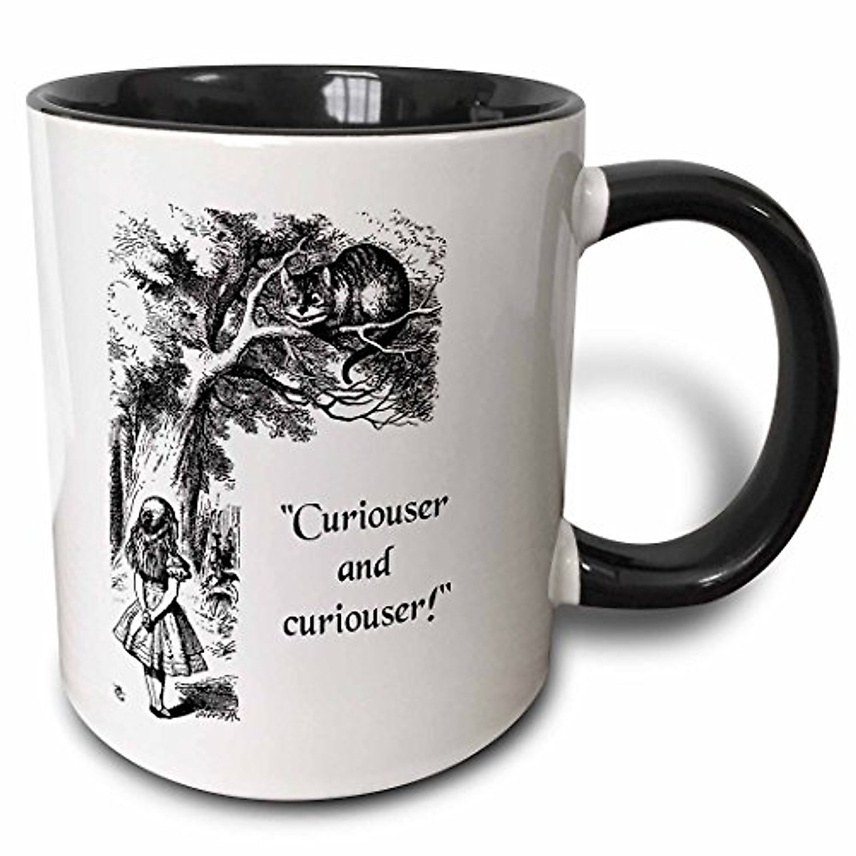 3dRose curio user-Alice in Wonderland Lewis Carroll quote Two Tone Mug, 11 oz, Black
