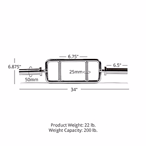 Titan Fitness 34" Olympic Triceps Bar, 200 LB Capacity, Chrome Finish, Hammer Curl Weight Barbell, Home Gym Weightlifting Exercise for Squats, Deadlifts, Shrugs