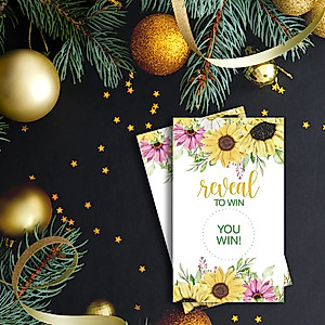 Haizct 50 Pack Sunflower Bridal Shower Scratch Off Game Cards for Country Wedding, Bridal Shower, Bridal Lottery Tickets, Wedding Shower Ideas, Baby Shower