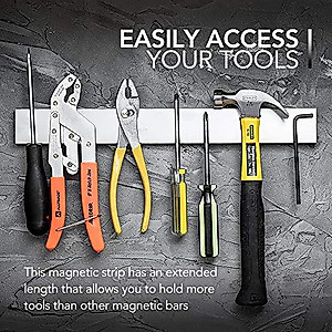 Modern Innovations 16 Inch Magnetic Knife Holder for Refrigerator, Magnetic Knife Holders for Fridge or Kitchen Wall No Drilling, Magnet Strips for Knives & Metal Utensils, Tool Rack, Stainless Steel