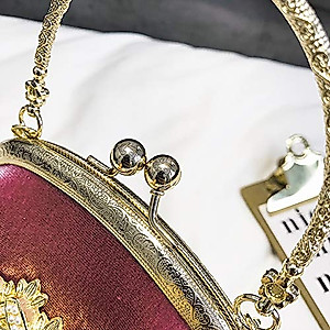 KRUIHAN Womens Handbag Retro Evening Bag Gorgeous Heart Design Bridal Wedding Party Purse Wine Red