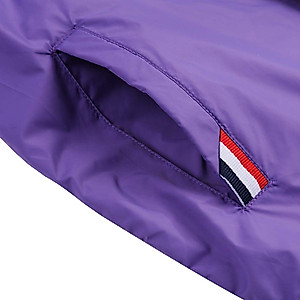 Jingle Bongala Boys Girls Lightweight Breathable Raincoat Waterproof Hooded Rain Jacket Windbreaker Easy to Fold-Purple-140