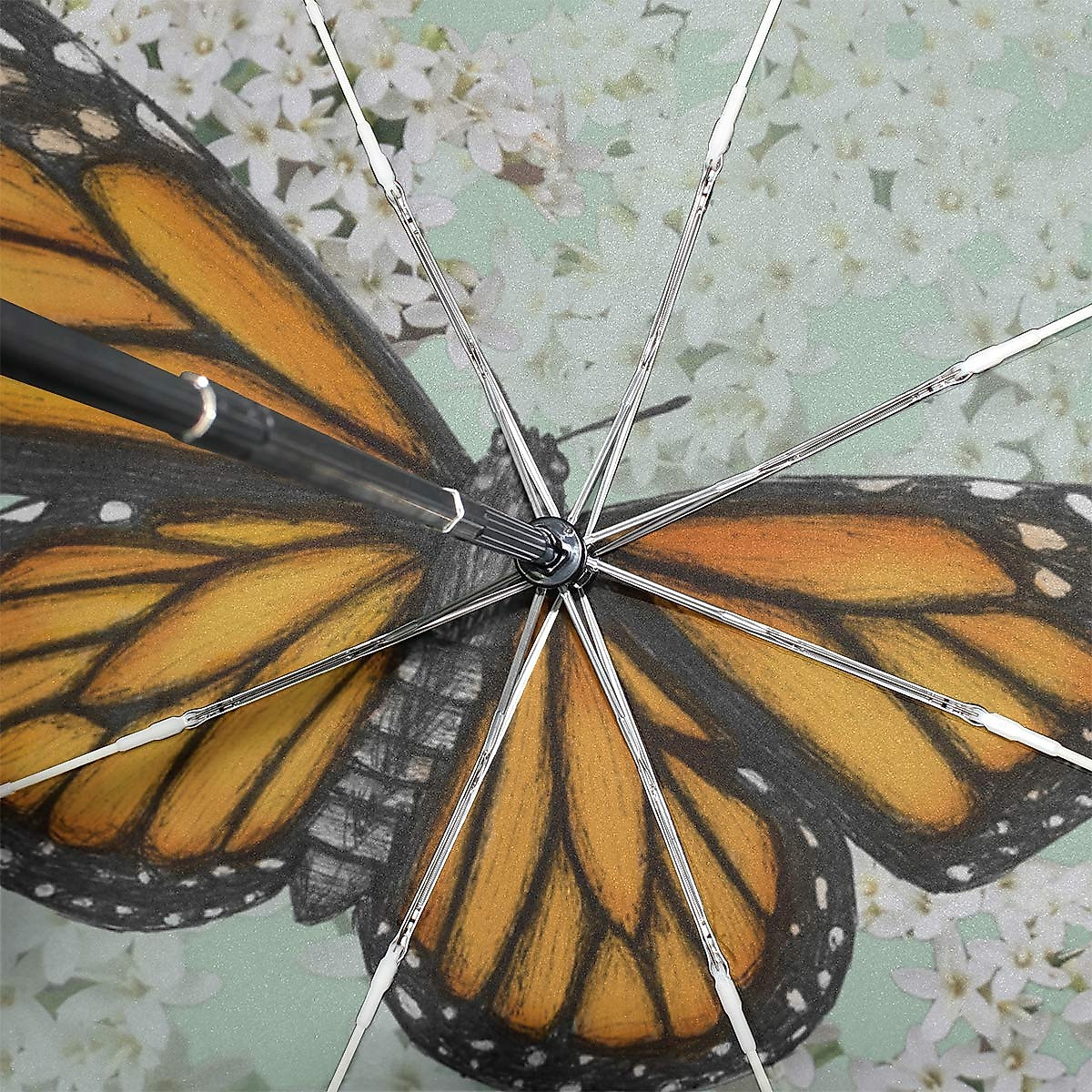 Compact Travel Umbrella Monarch Butterfly Illustration Drawn In Pen With Digital Color Sun & Rain Auto Open Close Protable Windproof Folding Umbrellas