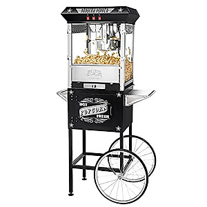 Great Northern Popcorn Black Paducah 8 Ounce Antique Popcorn Machine and Cart
