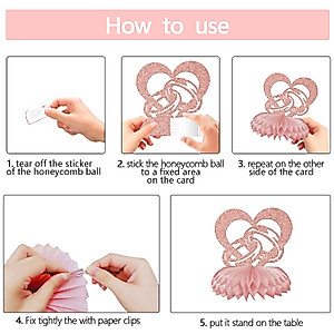 8 Pcs Bridal Shower Honeycomb Centerpieces Bridal Shower Table Decorations Bridal Party Decorations Bachelorette Party Decor Supplies Rose Gold