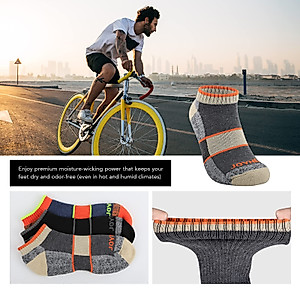 JOYNÉE Mens Low Cut Athletic Cushion Socks Comfort Running Ankle Socks with Moisture Wicking 6 Pack