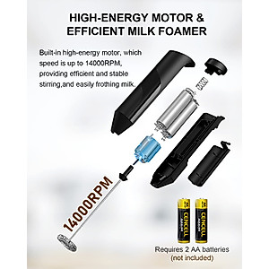 COKUNST Milk Frother Handheld, Battery Powered Drink Mixer for Matcha Coffee, Electric Portable Whisk Drink Mixer Mini Foam Maker for Hot Chocolate Frappe Latte