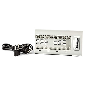 Ultimaxx Charger with Batteries – 8 Port Battery Charger with 4 AA Batteries 3150mAh and 4 AAA Batteries 1100mAh Memory Free- Rechargeable, Ni-MH, Durable & Long-Lasting Batteries