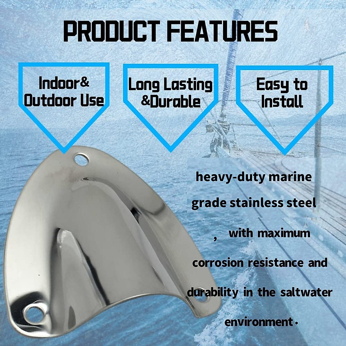 Norsea-Stainless Steel Clam Shell Vent, Wire Cable Cover, Outlet,Cap, Clamshell -One Piece Structure and Streamlined Design for Boats, RVs and Outdoor Application -Pack of 2 PCS