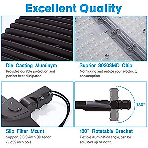 WAHADI 4 Pack 300W LED Parking Lot Lights,5700K Daylight White Shoebox Pole Light, 750W MH/HPS Replacement, Waterproof Outdoor Area Street Court Security Lighting Fixture,UL DLC Listed