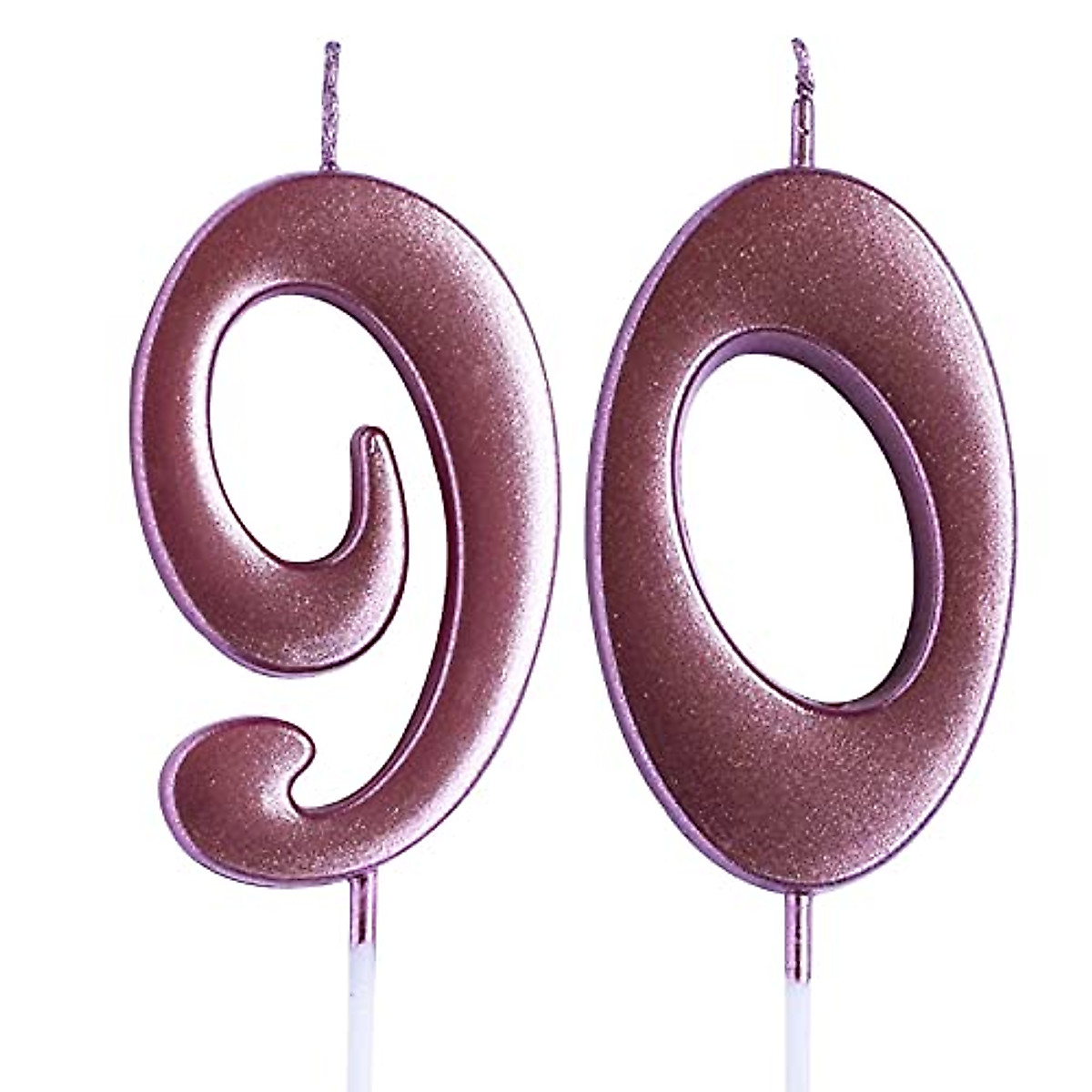 Rose 90th Birthday Candle, Number 90 Years Old Candles Cake Topper, Woman Or Man Party Decorations, Supplies