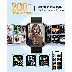 NICEWAT Smart Watch, Fitness Tracker for Women Men with 1.8" Large Touch Screen, Activity Tracker with Heart Rate Sleep Monitor, IP68 Waterproof Smart Wristband for Android iOS (Black)