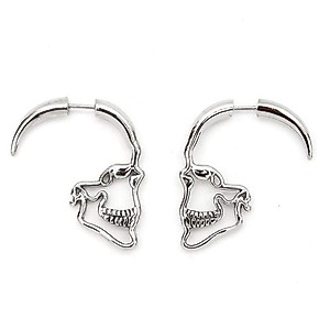 FY 2Pair Hollow Skull Face Earring Halloween Women Hoop Stud Earrings