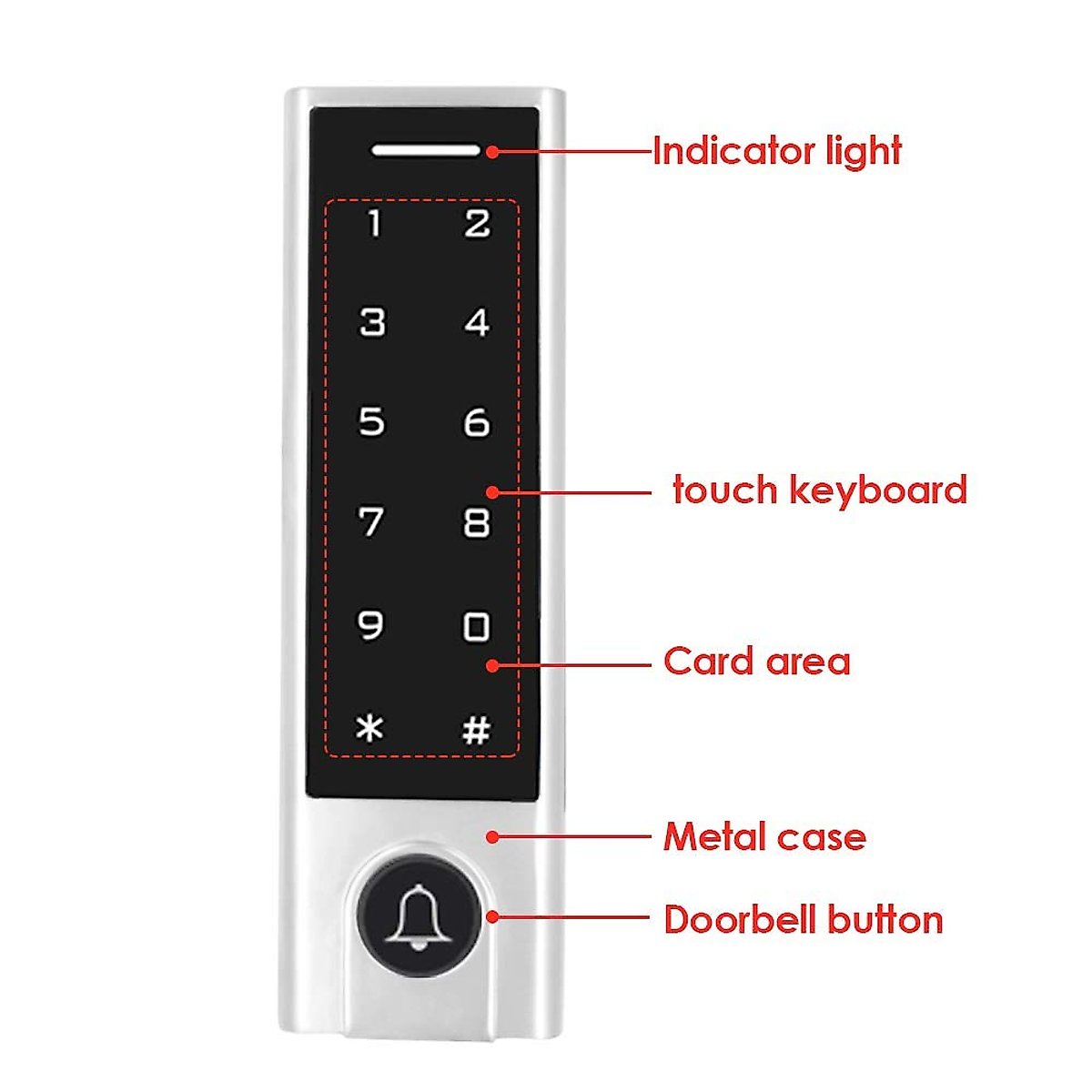 2.4G WiFi Access Control,125Khz EM Card Door Lock, Access Controler, IP67 Waterproof,Access Control System Kit,Touch Keypad Smart Lock Opener,1000 User,Tuya Mobile APP Remote Open (Door Bell Version)