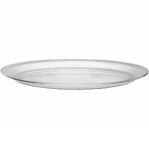 Exquisite Clear Plastic Oval Serving Tray with Ridged Design - 14" x 21" (1 Pc.) - Lightweight & Durable - Ideal for Parties, Events & Home Use