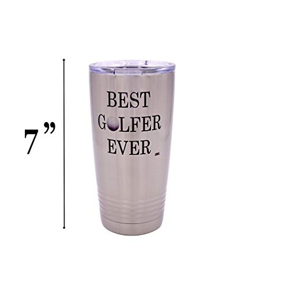 Rogue River Tactical Funny Best Golfer Ever 20 Ounce Large Stainless Steel Golf Travel Tumbler Mug Cup w/Lid Dad Grandpa Ball