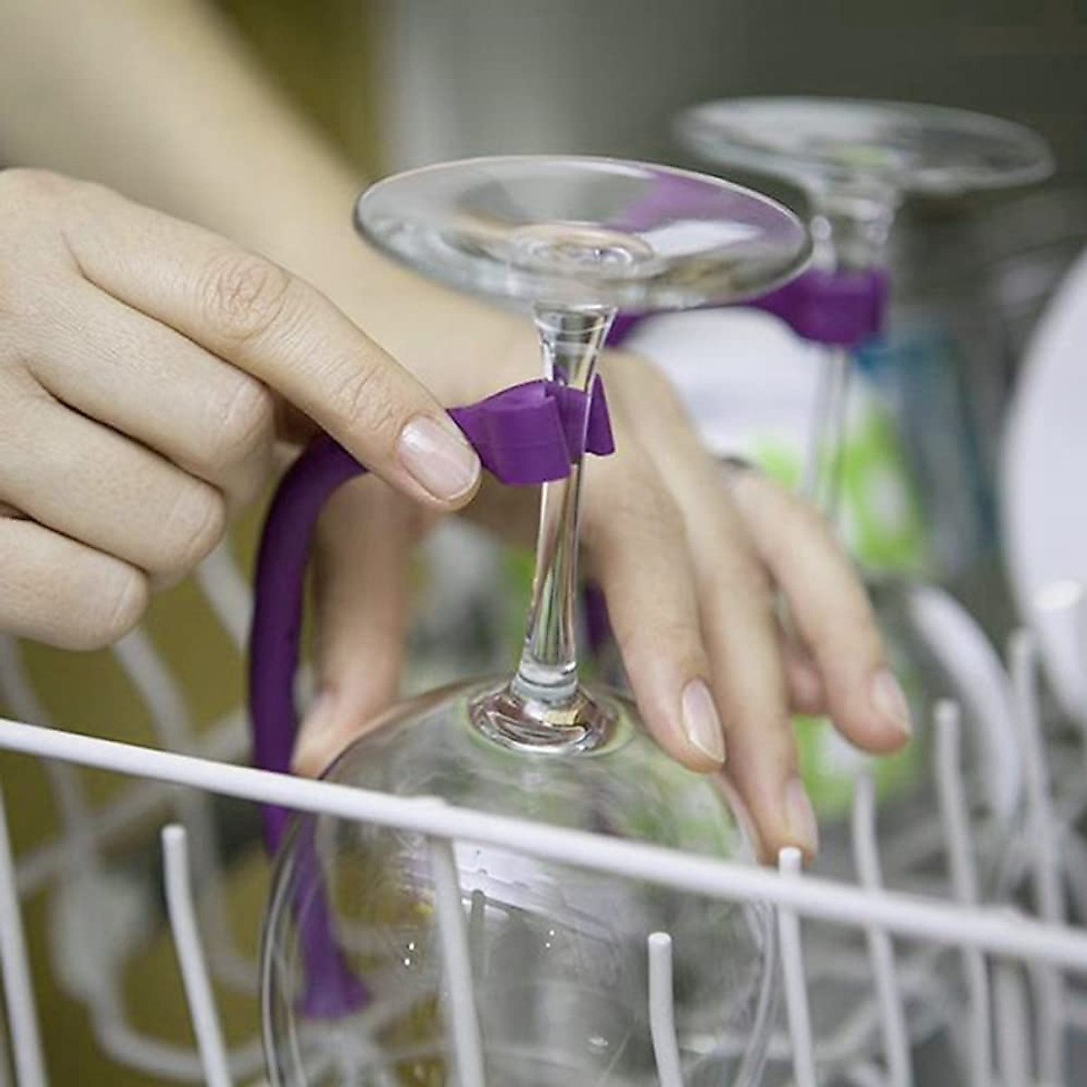 UoYu 21cm Dishwasher Wine glass rack New extensions Wash Dishwasher Attachment Kitchen Gadget Clip (Purple/8pcs)