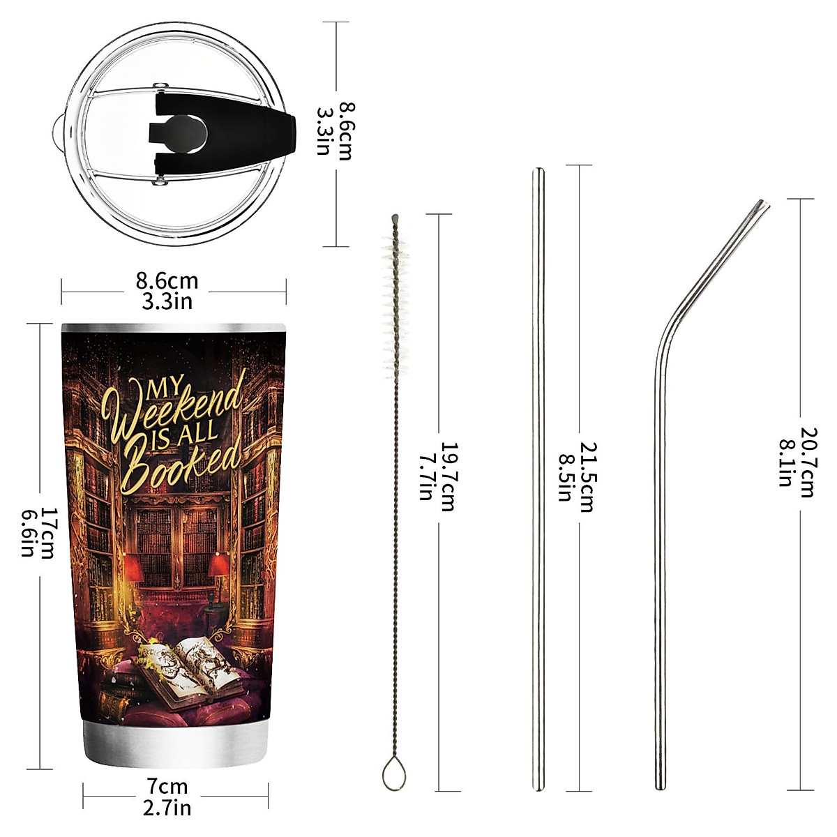 Bad Bananas Gifts for Book Lovers and Readers - My Weekend is all Booked - Red - 20oz Stainless Steel Tumbler