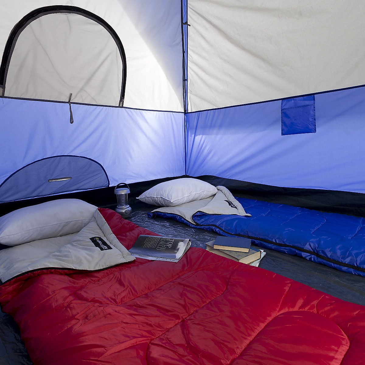 6 Person Camping Tent - Water-Resistant Family Tent for Camping with Removable Rain Fly, Storage Pocket, and Carrying Bag by Wakeman Outdoors (Blue)