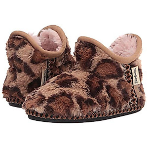 Dearfoams unisex child Charlotte Furry Bootie Slipper, Leopard, 13 Big Kid US