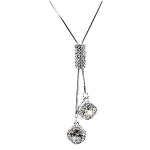 Cathercing Flower Rhinestone Pendant Long Necklace for Women Sweater Chain Statement Necklace Choker Adjustable Elegant Jewelry Accessories Dressy Collocation Winter Evening Party Wedding