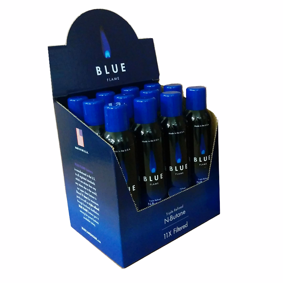 Blue Flame N-Butane Food-Grade Triple Refined 11X Filtered refillable (1 Box -12 Cans) (Cannot Ship to P.O Boxes)