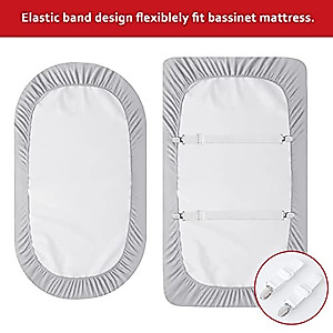 Bassinet Mattress Pad Cover Protector 33" X 17", Waterproof, Flexible for Different Cradle and Bassinet Mattress-Rectangle, Hourglass, Oval, 2 Pack, Soft & Breathable, Lovely Print