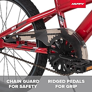 Huffy Ignyte Boy's 20" Boy's BMX Bike, Beginner Level Rider, Ages 5-9 Years Old, BMX Pegs and Kickstand Included, Adjustable Comfort, Durable Steel Frame, Fast and Easy Assembly, Red