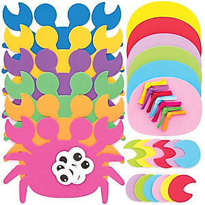 Baker Ross AT890 Crab Weaving Kits for Kids - Pack of 6, Introductory Sewing for Beginners and for Children's Arts and Crafts Projects