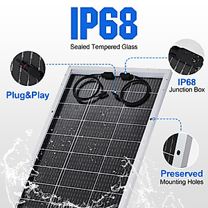 ECO-WORTHY Bifacial 195 Watt 12 Volt 12BB Solar Panel Monocrystalline Double-Sided Power Generation Rigid High-Efficiency PV Module Power Charger for RV,Sunsheds,Canopies,Farms,Home and Off-Grid