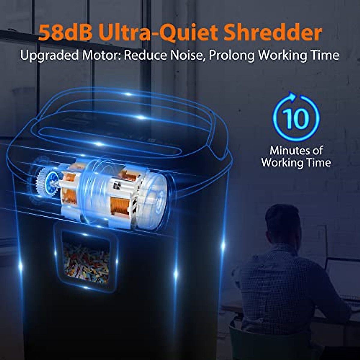 Paper Shredder,VidaTeco 58dB 14-Sheet Cross-Cut Shredder with US Patented Cutter,Also Shreds Card/CD, Heavy Duty Paper Shredder for Home Office,Durable&Fast with Auto Jam Proof,6.6-Gallon Bin (ETL)