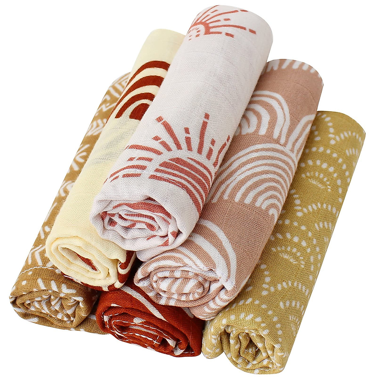 LifeTree Baby Muslin Washcloths, Soft 6 Pack Baby Wash Cloths Unisex for Boys Girls, 70% Viscose from Bamboo and 30% Cotton Bath Face Towels, Bibs for Newborn with Sensitive Skin, 10.2x10.2 inches