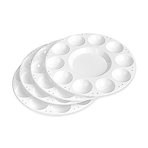 Amazon Basics Round Paint Tray Palettes, White, 15 PCS
