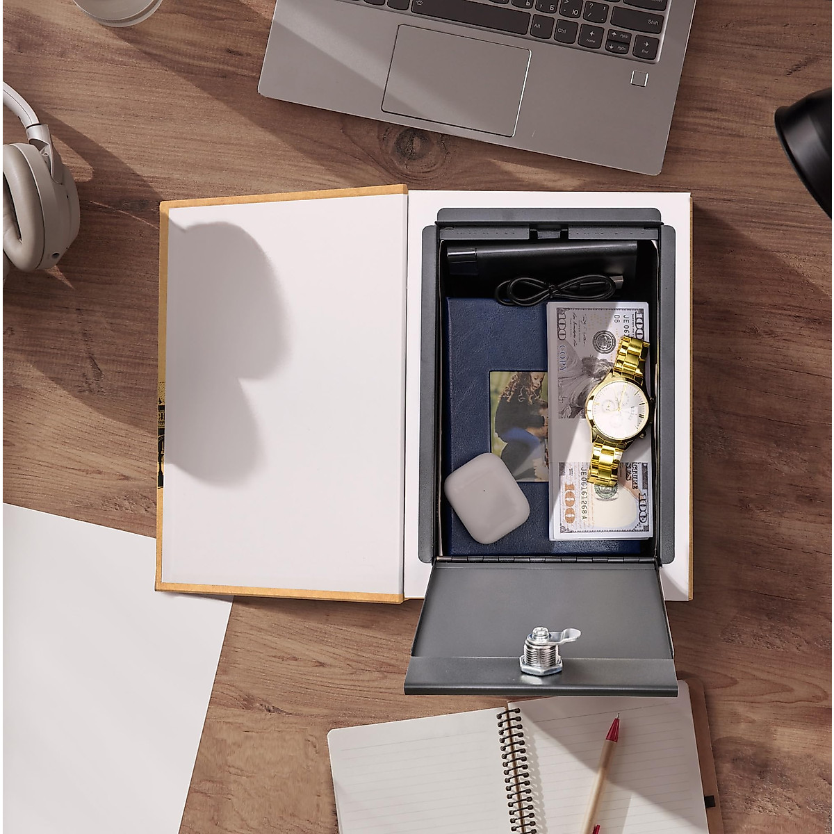 Barska Portable Diversion Dual Book Safe Concealed Lock Box for Secure and Discreet Hidden Storage of Valuables and Personal Items - London & London