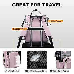 LOVEVOOK Laptop Backpack for Women Fashion Business Computer Backpacks Travel Bags Purse Doctor Nurse Work Backpack with USB Port, Fits 15.6-Inch Laptop Grey-Light Purple