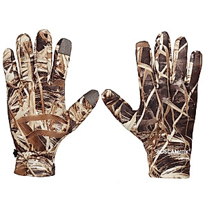 AUSCAMOTEK Duck Hunting Camo Gloves for Men with Touch Screen Fingers