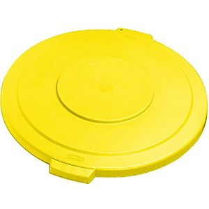 Carlisle FoodService Products 34105604 Bronco Polyethylene Round Lid, 26-1/2" Diameter x 2-1/4" Height, Yellow, for 55 Gallon Trash Containers