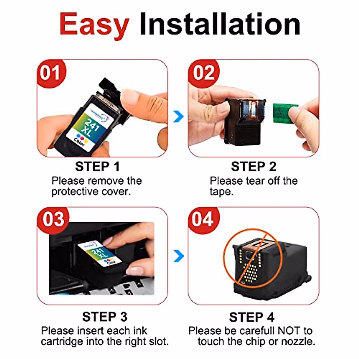 240XL 241XL Combo Pack Ink cartridges for Canon PG-240XL CL-241XL for Canon TS5120 MG3620 mg3600 mg3520 TS5120 TS5100 mg3222 mx472 mx470(1 Black, 1 Tri-Color)