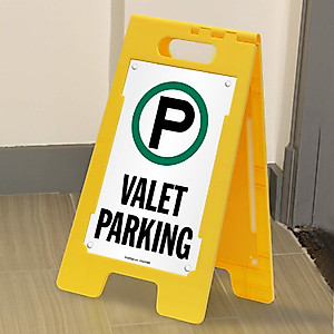 SmartSign 25 x 12 inch “Valet Parking” Two-Sided Folding Floor Sign, Digitally Printed Polypropylene Plastic, Multicolor