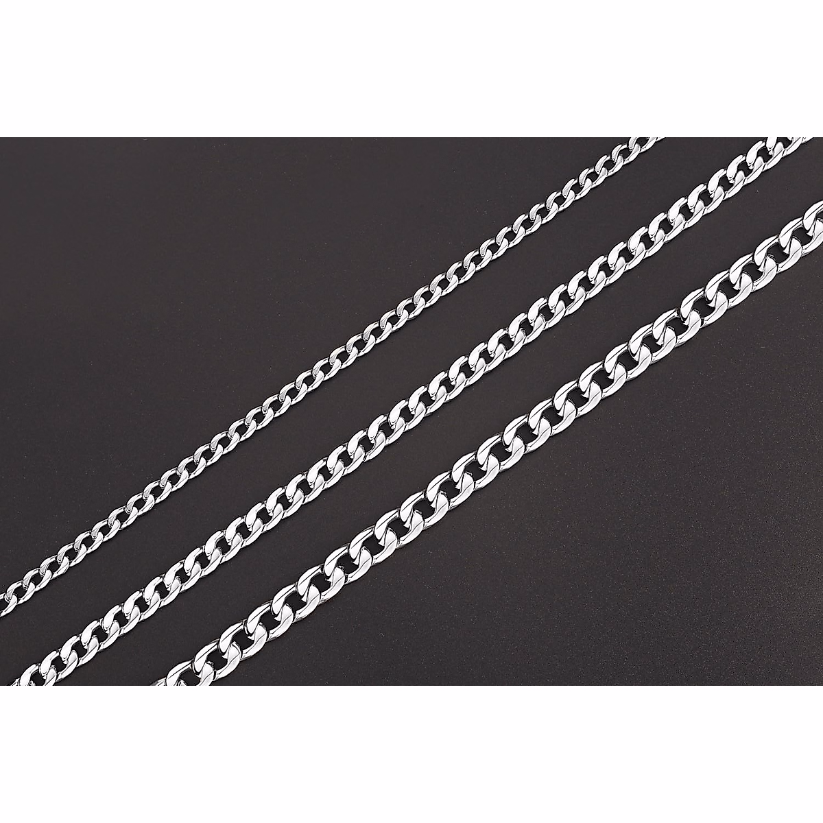 FOSIR 9mm Stainless Steel Cuban Link Curb Chain Necklace for Men Silver Chains Flat (22 Inches)