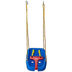 Little Tikes Snug 'n Secure Blue Swing with Adjustable Straps, 2-in-1 for Baby and Toddlers Ages 9 Months - 4 Years